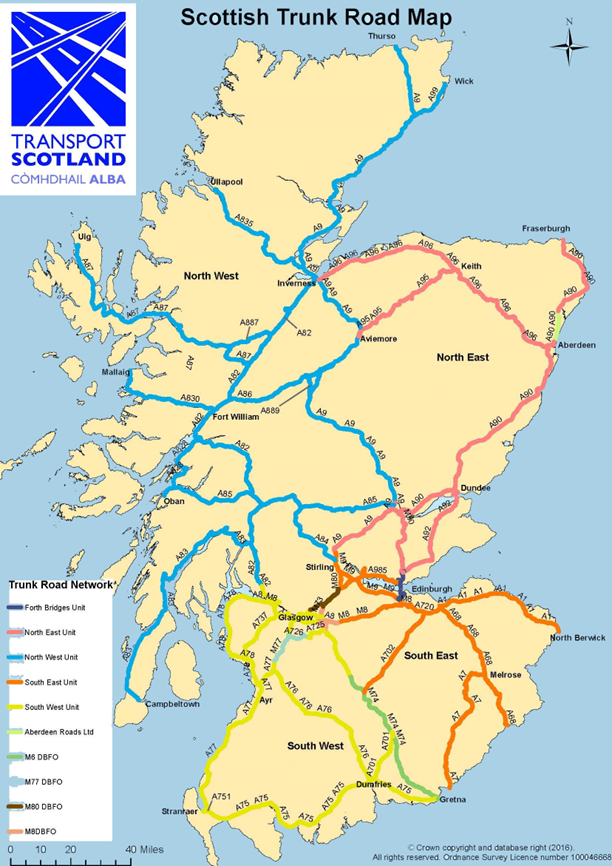 Appendix A: Map of trunk road network in Scotland | Transport Scotland